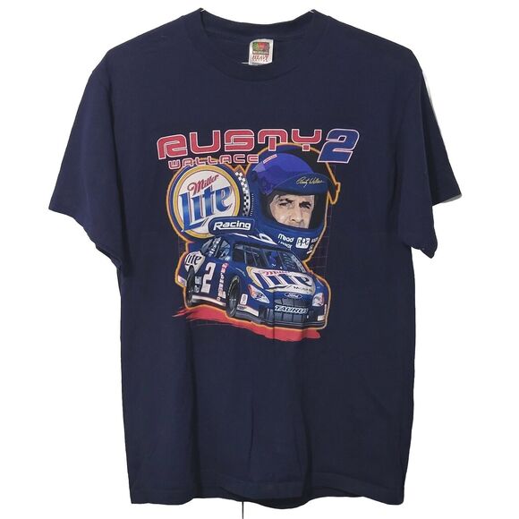 Fruit of the Loom | Shirts | Vintage Rusty Wallace Shirt Mens L Blue ...
